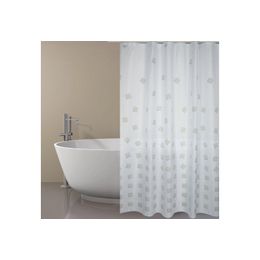 Welltime Duschvorhang Samoa Breite 180 cm, Spritzschutz für Duschen und Badewannen, Badvorhang mit Motiv, grau|weiß