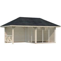 Palmako Holzpavillon Bianca 16,6 m² Set 4, mit 6 Seitenteilen, BxTxH: 588x300x323 cm, beige