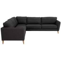 Home Affaire Ecksofa MARSEILLE 278/278 cm, L-Form, gleichschenklig, aus Eiche-Massivholz Beinen, verschiedene Bezüge, grau