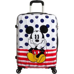 American Tourister® Hartschalen-Trolley Disney Legends, Mickey Blue Dots, 65 cm, 4 Rollen, Kinderkoffer Reisegepäck für Kinder Handgepäck TSA-Zahlenschloss, bunt