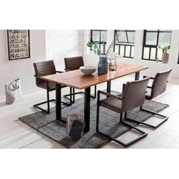 Salesfever Essgruppe, (Set, 5-tlg), bestehend aus 4 Armlehnstühlen und einem 180 cm breitem Tisch, braun