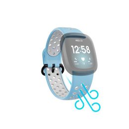Hama Smartwatch-Armband Ersatzarmband für Fitbit Versa 3/4/Sense (2), Silikon, 22 cm/21 cm, blau|grau