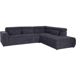 DOMO collection Ecksofa Brandon L-Form, auch in Leder, inklusive Kopfteilverstellung, wahlweise mit Sitztiefenverstellung, blau