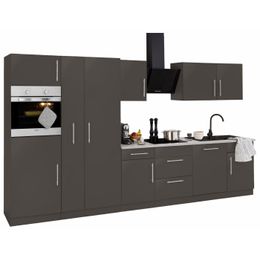 Wiho-Küchen wiho Küchen Küchenzeile Cali, mit E-Geräten, Breite 360 cm mit Metallgriffen, grau