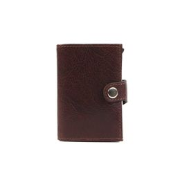 MARGELISCH Mini Geldbörse noonyu single leather, Kreditkartenbörse aus Upcycling Leder, braun