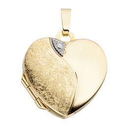 Jobo Medallionanhänger Anhänger Medaillon Herz, 333 Gold, gelb|goldfarben