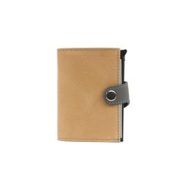 MARGELISCH Mini Geldbörse noonyu double leather, RFID Kreditkartenbörse aus Upcycling Leder, beige