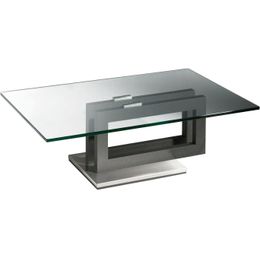 HASSE MÖBEL COLLECTION Couchtisch 7330 HK-115-61, Tischplatte aus Klarglas, grau