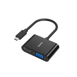 Hama Video-Adapter 2in1 USB-C-Stecker - VGA & HDMI™-Buchse Ultra-HD 4K USB-Adapter USB-C zu HDMI, VGA, 15 cm, schwarz