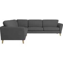 Home Affaire Ecksofa MARSEILLE 278/278 cm, L-Form, gleichschenklig, aus Eiche-Massivholz Beinen, verschiedene Bezüge, grau