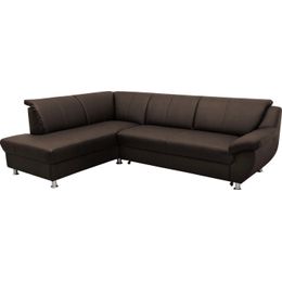 DOMO collection Ecksofa Pilar, mit Ottomane, wahlweise mit Bettfunktion, braun