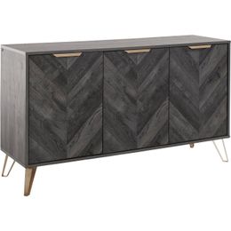 LEONIQUE Sideboard Nanterie, aus einer edlen Holzoptik, exklusives Fischgrätenmuster, Breite 133 cm, grau