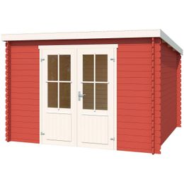 Lasita Maja Gartenhaus Atlanta, BxT: 312x259 cm, Blochbohlenhaus 28mm, Fundamentmass 2920x2300, Schwedenrot, rot