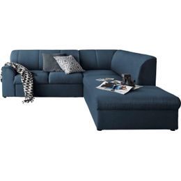 DOMO collection Ecksofa Topper L-Form, mit Ottomane, wahlweise mit Schlaffunktion, blau