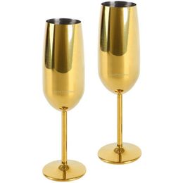 ECHTWERK Champagnerglas, Edelstahl, Sektglas, Sektkelch, Champagnerkelch, bruchsicher, 250 ml, goldfarben