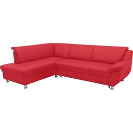 DOMO collection Ecksofa Pilar, mit Ottomane, wahlweise mit Bettfunktion, rot