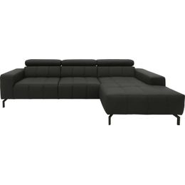 DOMO collection Ecksofa Cunelli L-Form, wahlweise inklusive 6-fach verstellbarer Kopfteilverstellung, schwarz