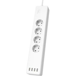 Hama WLAN Steckdosenleiste 4-fach schaltbar USB 4-fach 10A Überlastschutz Smarte Vierfach-Steckdosenleiste, weiß