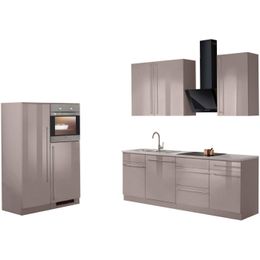 Wiho-Küchen wiho Küchen Küchenzeile Chicago, mit E-Geräten, Gesamtbreite 330 cm, braun|grau