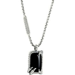 Baldessarini Kette mit Anhänger Schmuck Geschenk, Halskette Silber 925, mit Obsidian, schwarz|silberfarben