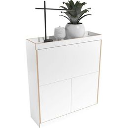 Müllermöbel Müller SMALL LIVING Sekretär FLAI Home-Office kompakt, drei Rückwände: Melamin, magnetisch oder mit 6mm dickem Bulletin Board, weiß