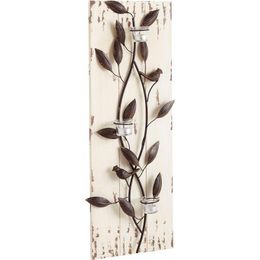 pajoma® Wandpaneel, BxL: 37x85 cm, mit Teelichtern und Vögelchen, weiß