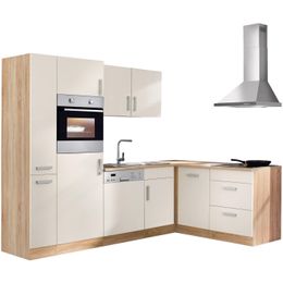 Kochstation Winkelküche KS-Toronto, Stellbreite 260x170 cm, mit E-Geräten, beige