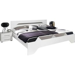 Rauch Schlafzimmer-Set Rubi, (Set, 4-St), mit Schrank, Bett 180x200 cm und 2 Nachttischen, grau|weiß