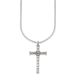 Bruno Banani Kette mit Anhänger Schmuck Geschenk, Halskette Kreuz Ankerkette Silber, silberfarben