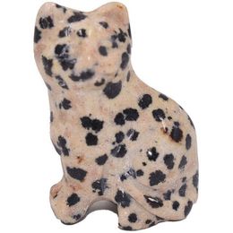 Firetti Tierfigur Schmuck Geschenk Dekofigur Farbstein Edelstein Katze Jaspis (1 St), Dalmatiner Jaspis, beige|schwarz