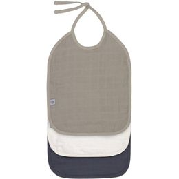 Lässig LÄSSIG Lätzchen Muslin/Terry Medium Bib, Olive, (Set, 3-St), grün|weiß