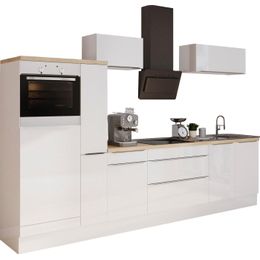 Optifit Küchenzeile Aken, mit E-Geräten, Breite 330 cm, weiß