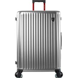 Heys Hartschalen-Trolley Smart Luggage®, 76 cm, 4 Rollen, Koffer groß vollständig venetztes High-End-Gepäck mit App-Funktion, silberfarben