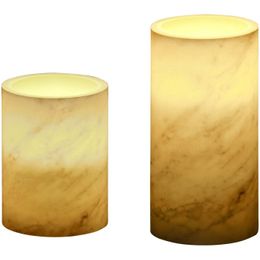 Pauleen LED-Kerze Cosy Marble Candle Wachskerze (2-tlg), Timer, Batterie, Marmor/Weiß, weiß