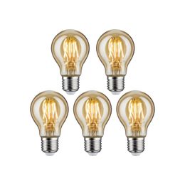Paulmann LED-Leuchtmittel LED Standardform 4,7W E27 2500K, E27, 5 St., Extra-Warmweiß, 5er-Pack, Goldlicht, goldfarben