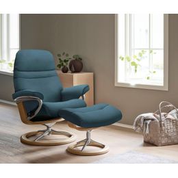 stressless® Relaxsessel Sunrise, mit Signature Base, Größe S, Gestell Eiche, blau