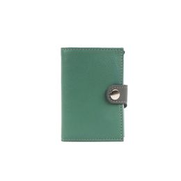 MARGELISCH Mini Geldbörse noonyu single leather, Kreditkartenbörse aus Upcycling Leder, blau