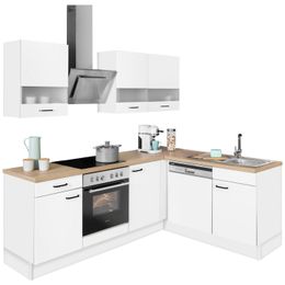 Optifit Winkelküche Elga, Premium-Küche, Soft-Close-Funktion, Vollauszug, Stellbreite 225x175cm, weiß