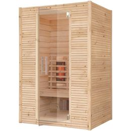 RORO Sauna & Spa Infrarotkabine ABN M531, BxTxH: 131 x 102 x 198 cm, 45 mm, Fronteinstieg, inkl Fußboden und Steuergerät, beige