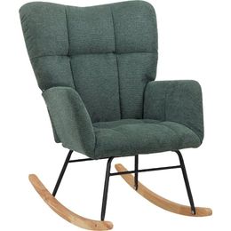 Inosign Schaukelsessel Anika (1-St), Sitz und Rücken gepolstert, Beine aus Metall und Holz, Sitzhöhe 48 cm, grün|schwarz