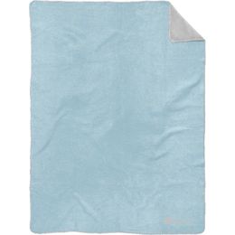 Wohndecke Katrin, Biberna, wohlig warme Doubleface Decke mit Häkeleinfassung, blau