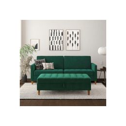 Dorel Home 3-Sitzer Presley, Sofa mit Bett-Funktion und verstellbarer Rückenlehne, grün