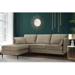 LEONIQUE Ecksofa Light L-Form, inklusive loser Zierkissen, mit schmalen Armlehnen und Teleskopfüßen, beige