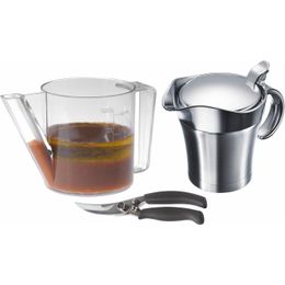 Westmark Fetttrennkanne, Edelstahl, Kunststoff, (Set), Haushalts-Set, 1 Fetttrennkanne, 1 Geflügelschere, 1 Thermo-Sauciere, schwarz|silberfarben|weiß