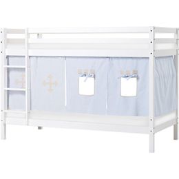 Hoppekids Etagenbett ECO Dream, 90x200 weiß massiv m. Matratze & Vorhang, blau