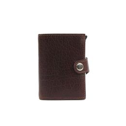 MARGELISCH Mini Geldbörse noonyu double leather, RFID Kreditkartenbörse aus Upcycling Leder, braun