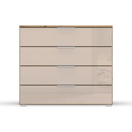 Rauch Kommode Koluna, mit Glasfront, 4 Schubkästen, inkl. 6er-Set Filzboxen, beige