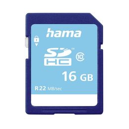 Hama SDHC 16GB Class 10 Speicherkarte (16 GB, Class 10, 22 MB/s Lesegeschwindigkeit), blau