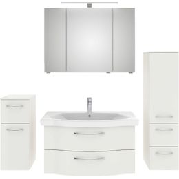 Saphir Badmöbel-Set 6005 Sprint 4-teilig, Keramik-Waschtisch mit LED-Spiegelschrank, (5-St), Unterschrank, Midischrank, inkl. Türdämpfer, 5 Türen, 5 Schubladen, weiß