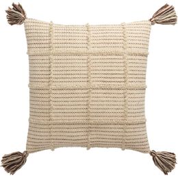 Tom Tailor HOME Dekokissen Boho Check, Kissenhülle ohne Füllung, 1 Stück, beige